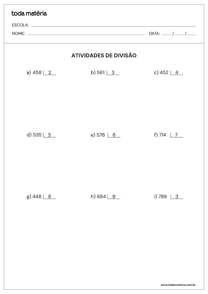Conta de dividir: como fazer passo a passo (com folhas para imprimir ...