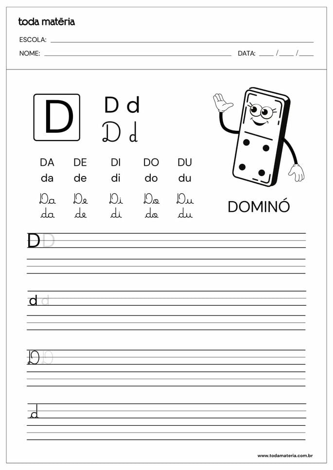 Atividades com a letra D para Educação Infantil - Blog Toda Matéria