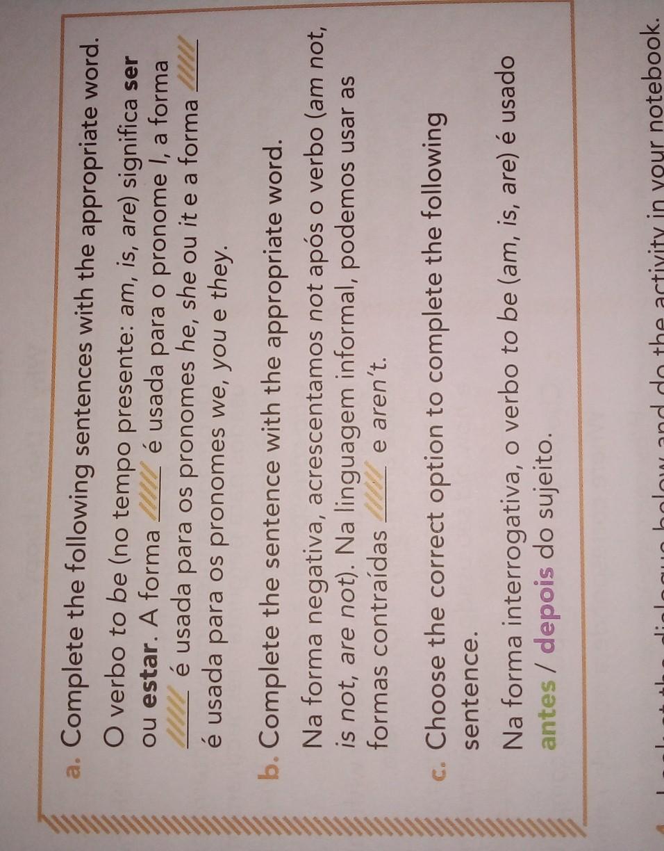 a) complete the following sentences with the appropriate wor